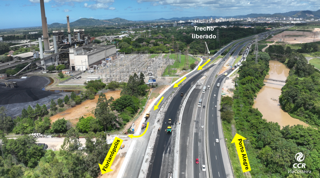 Liberado a marginal norte da BR-101, em Capivari de Baixo (SC). - Estradas